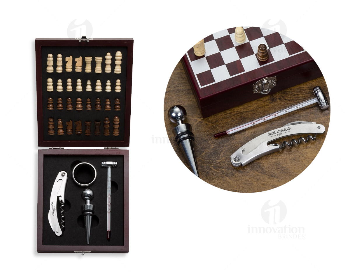 Kit Vinho Xadrez 4 Peças Personalizado Personalizado | Brindes ...